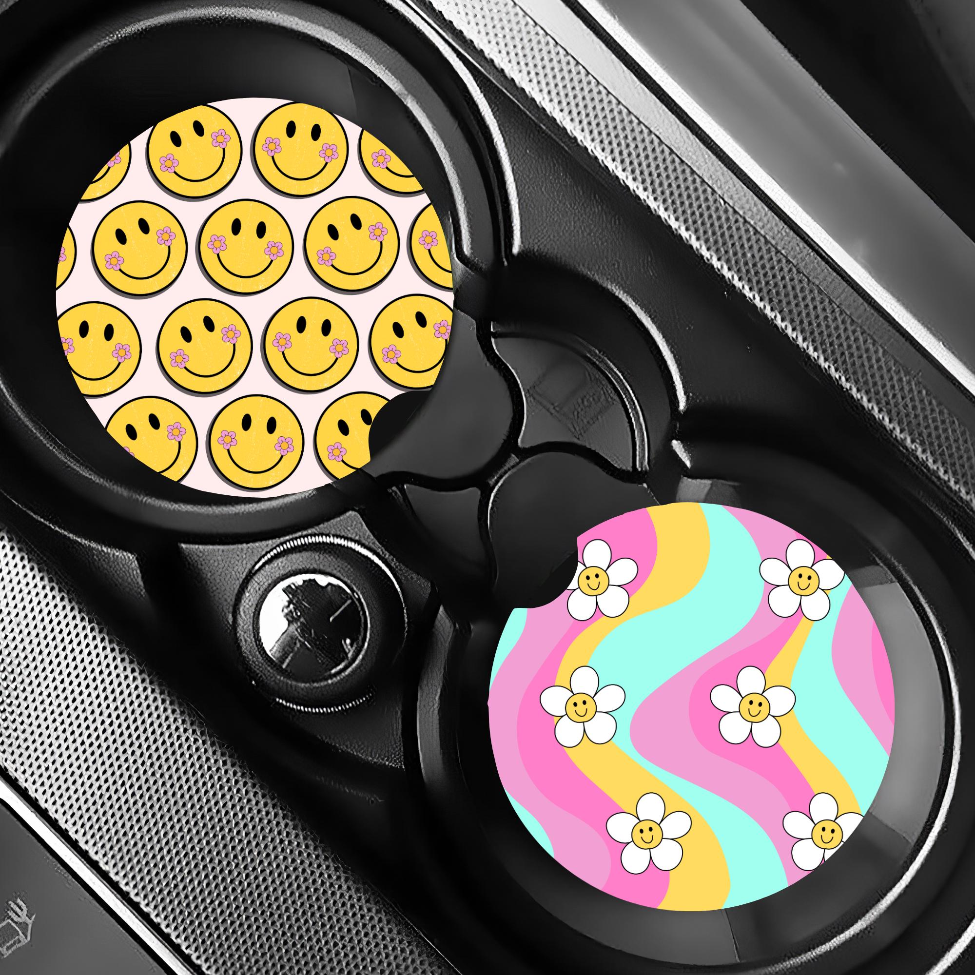 Turquoise Cute Car Coaster Bundle PNG, 14 Round Car Cup Coaster Designs ...