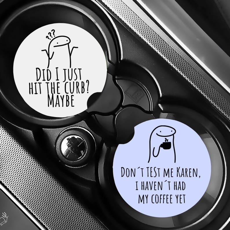 Sarcastic Car Coaster PNG Bundle | Cute Round Car Cup Coaster Designs ...