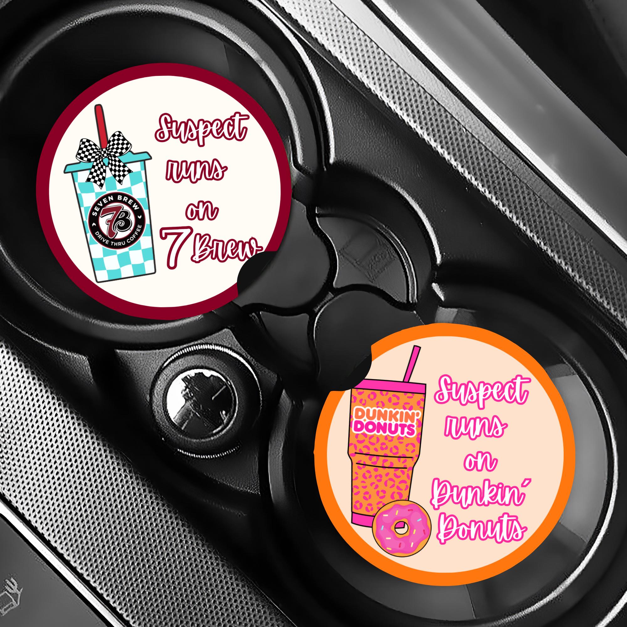 Retro Fast Food & Iced Coffee Car Coaster Bundle PNG, Cute Round Car ...