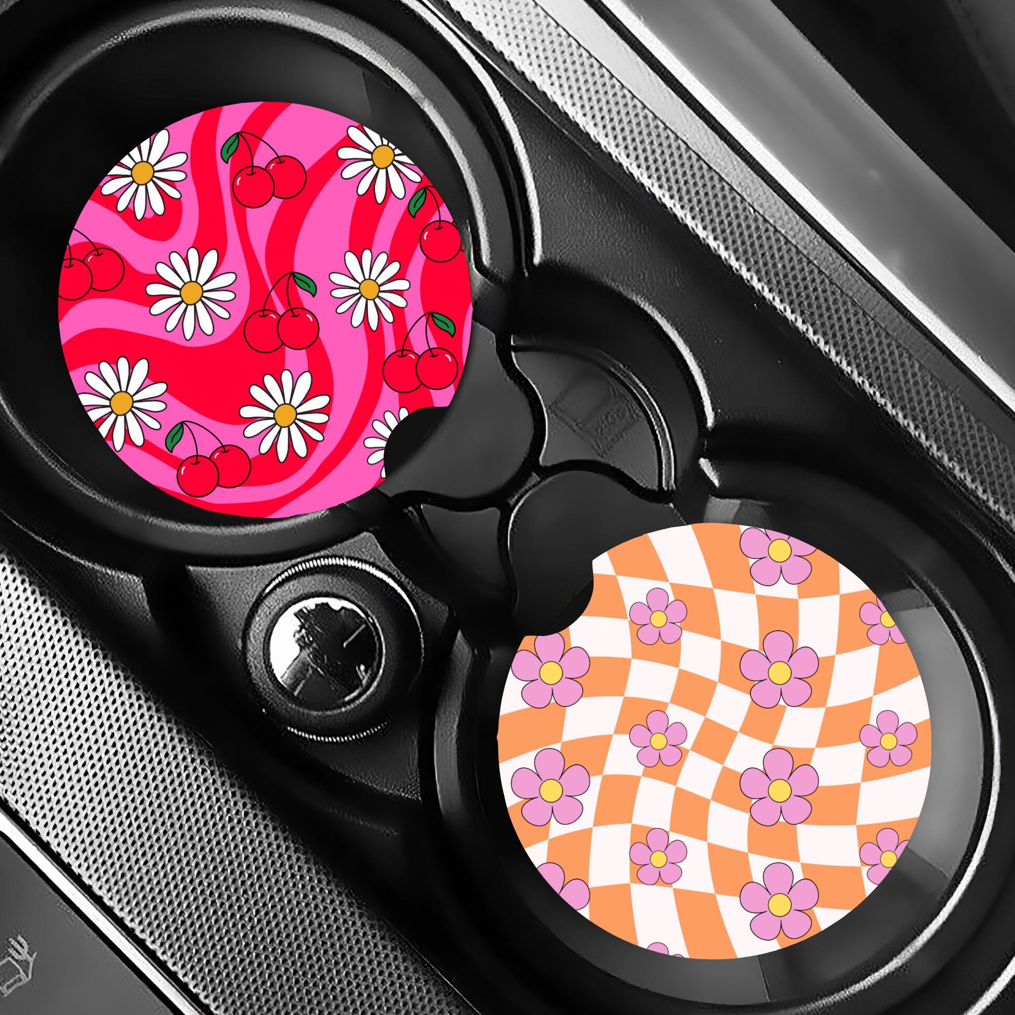 Retro Floral Car Coaster Bundle PNG | 8 Groovy 2.75
