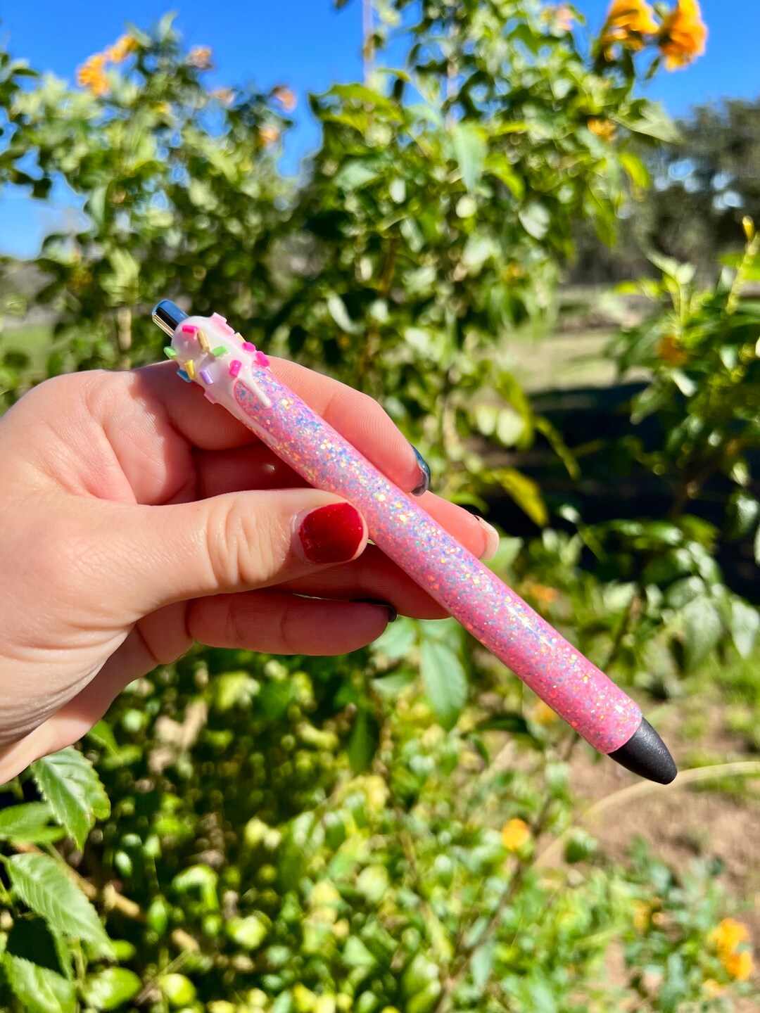 3D Cupcake With Sprinkles Glitter Epoxy Resin Pen Valentine's Day Gift ...