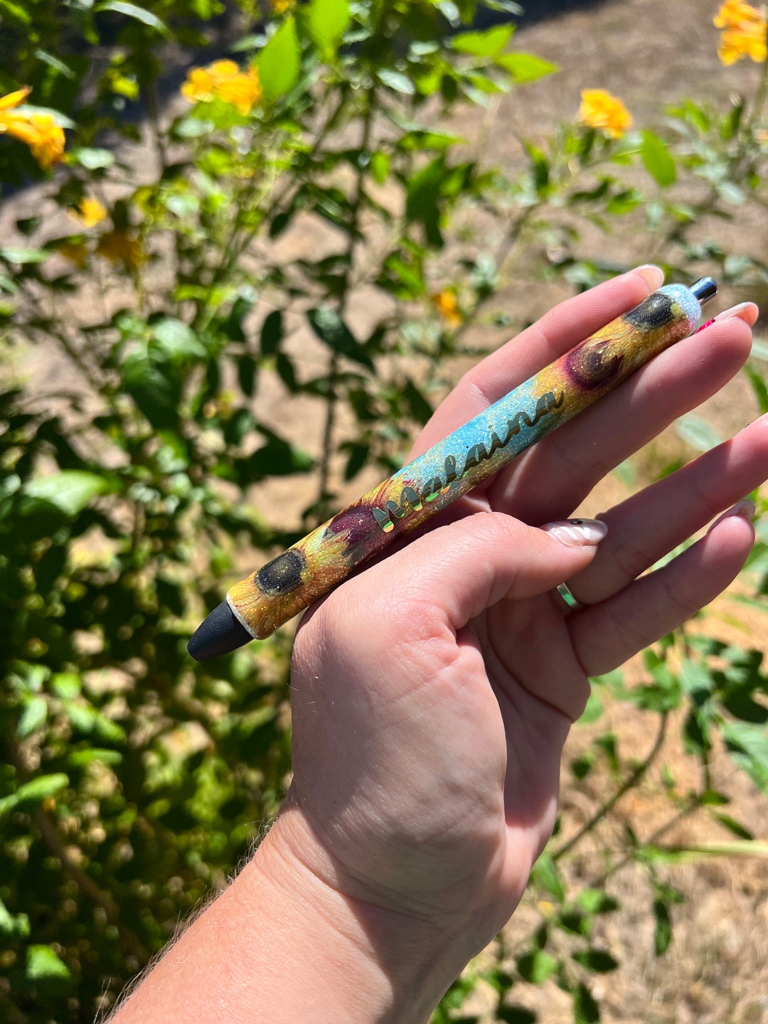 Sunflower Glitter Gel Pen| Sunflower Gift Idea| Retractable Medium Gel ...