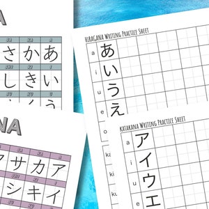 Japanese Study Bundle | Hiragana & Katakana Poster, Writing Practice ...
