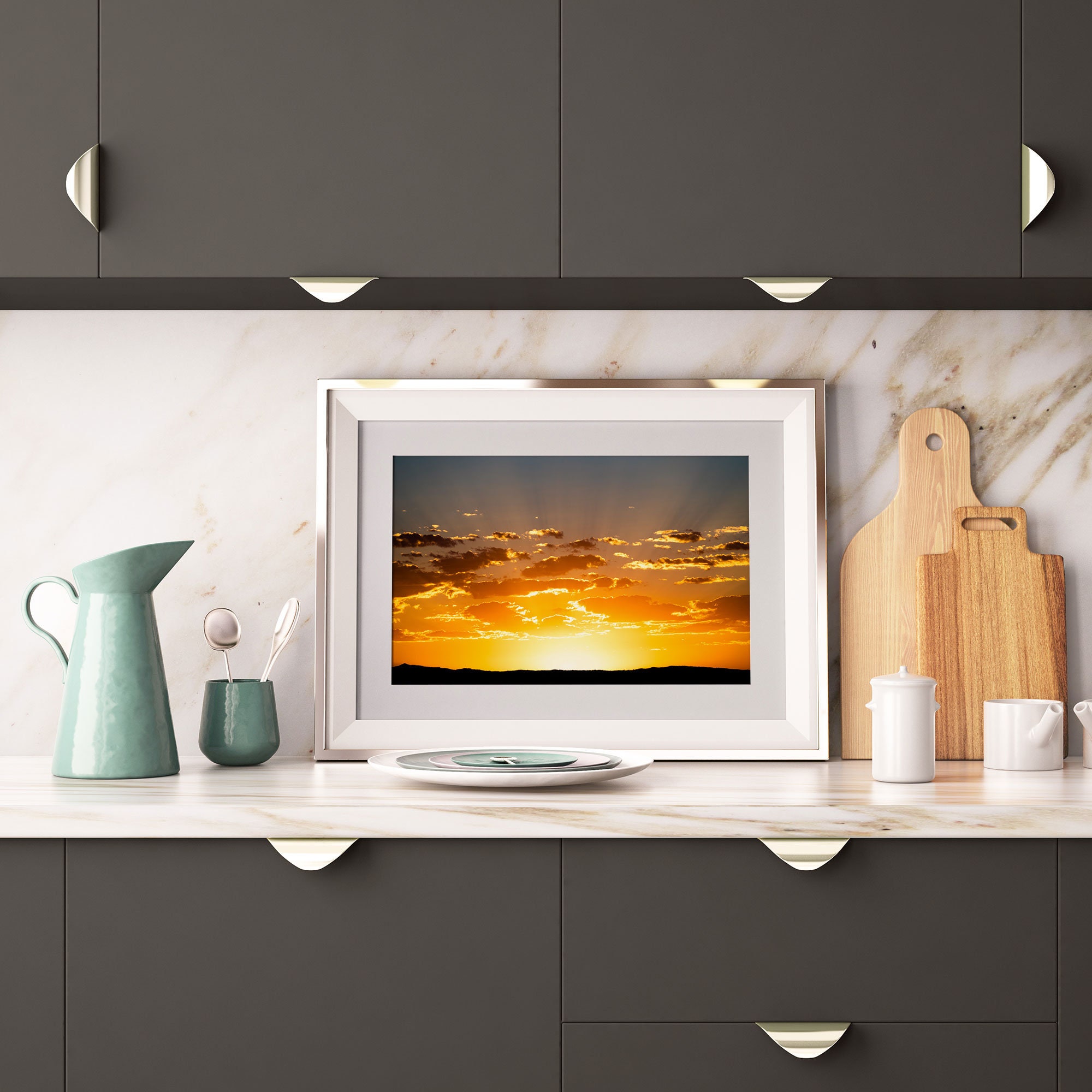 Amazing Golden Sunrise With Clouds, Instant Download, Wall Hanging ...
