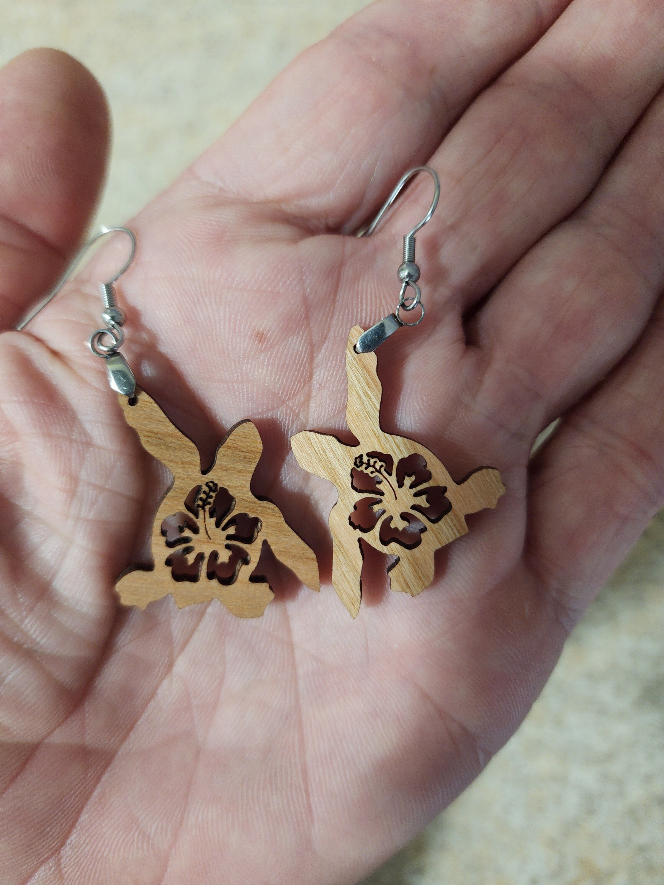 Hypoallergenic Laser Cut Sea Turtle Earrings - Etsy