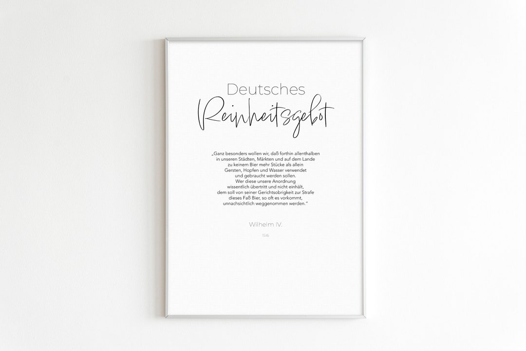 Beer Purity Law Beer Poster Printable Digital Download Oktoberfest ...