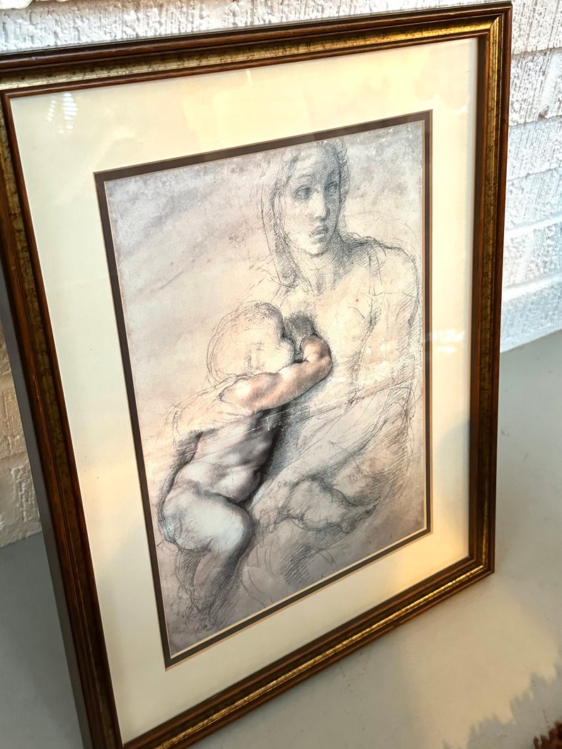 Vintage Fratelli Alinari, Art Print Michelangelo, Madonna and Child ...