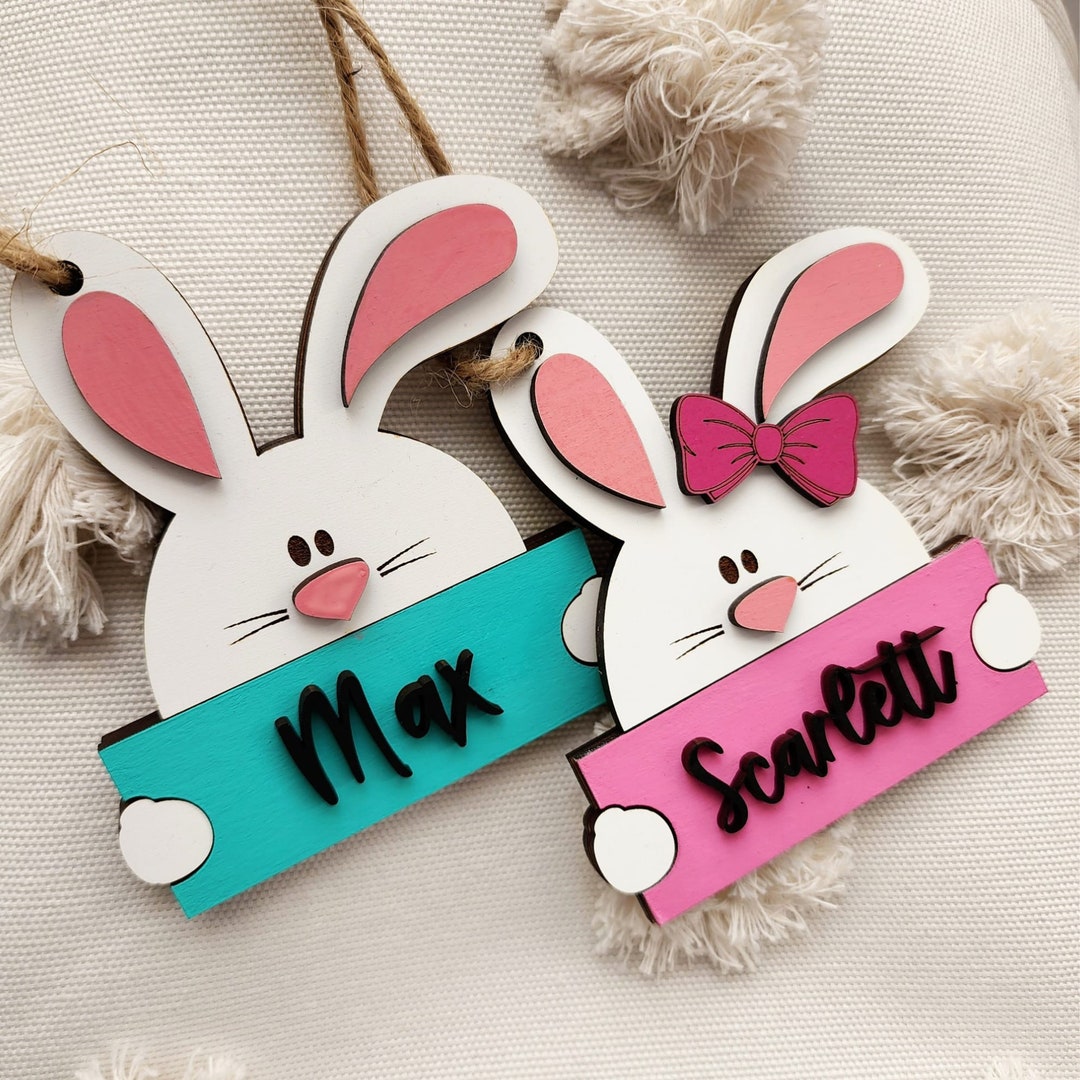 Personalized Easter Bunny Name Tags | Custom Girl & Boy Easter Name Tag ...