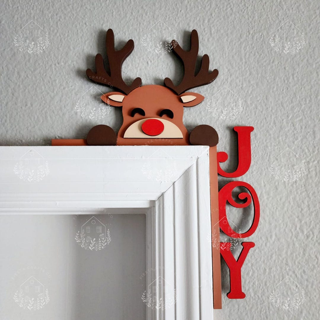 Deer Christmas Door Toppers, Joy Christmas Door Corner Decor, Merry ...