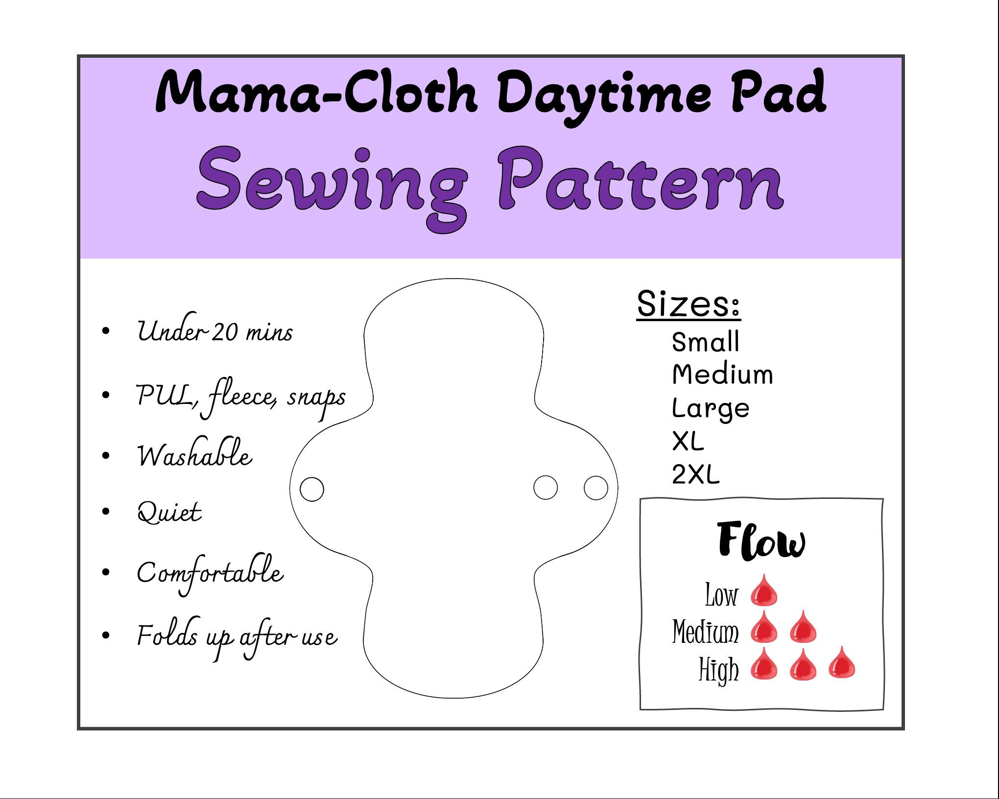 Day-time Mama Cloth PATTERN (EASY) | Re-useable Daytime Pads | Period ...