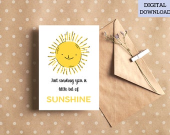 Sending You Sunshine Printable Greeting Card Instant - Etsy