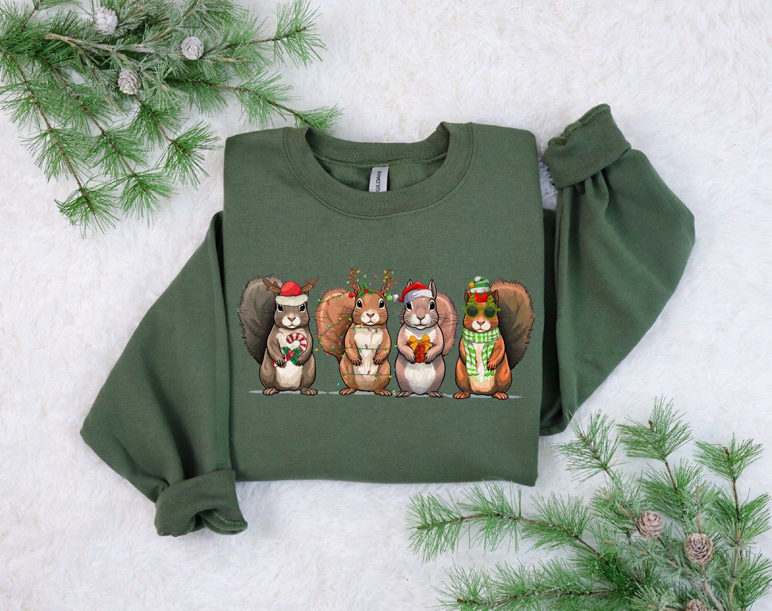 Christmas Squirrel Lights Sweatshirt, Christmas Squirrel Hoodie ...