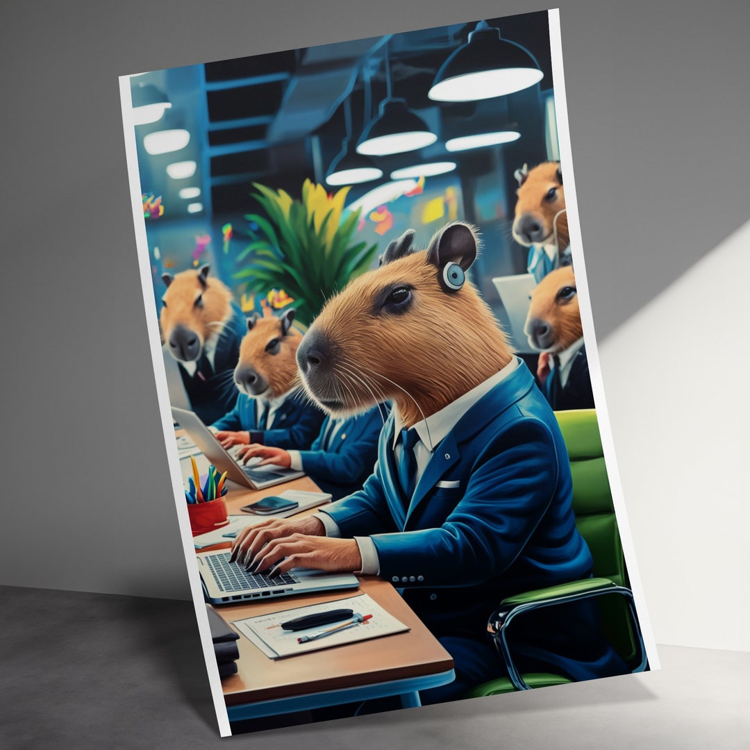 Capybara Office Team Wall Art Funny Animal Print for Home Decor ...