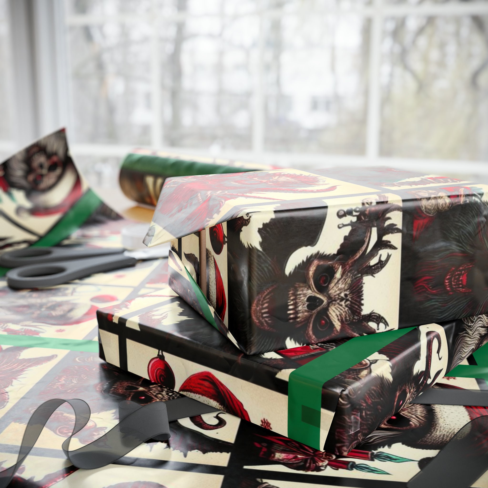 Creepy Krampus Gift Wrap Paper Dark Macabre Christmas Wrapping Paper ...
