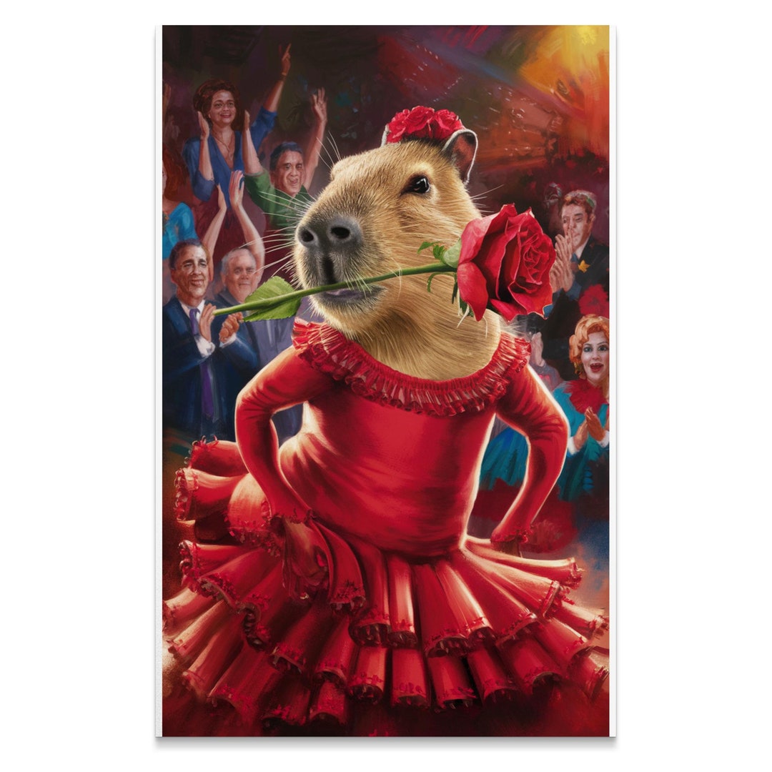 Capybara Dancing in Flamenco Dress Digital Art Print, Unique Animal ...