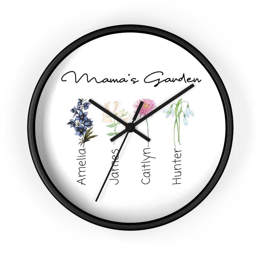 Personalized Birth Flower Garden Wall Clock Mother's Day - Etsy