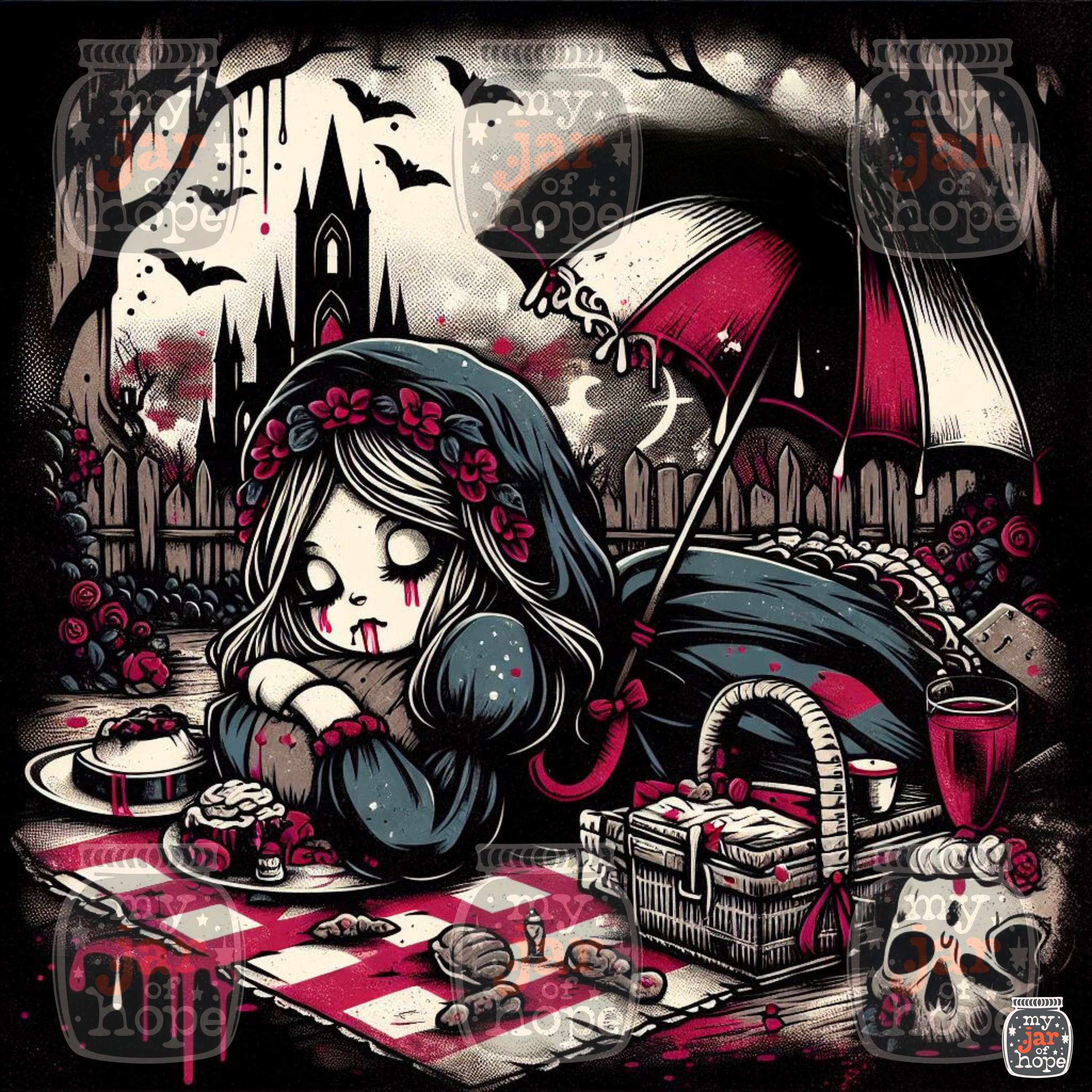 Bloody Dreams at a Gothic Picnic Dark Horror Wall Art Macabre Junk ...