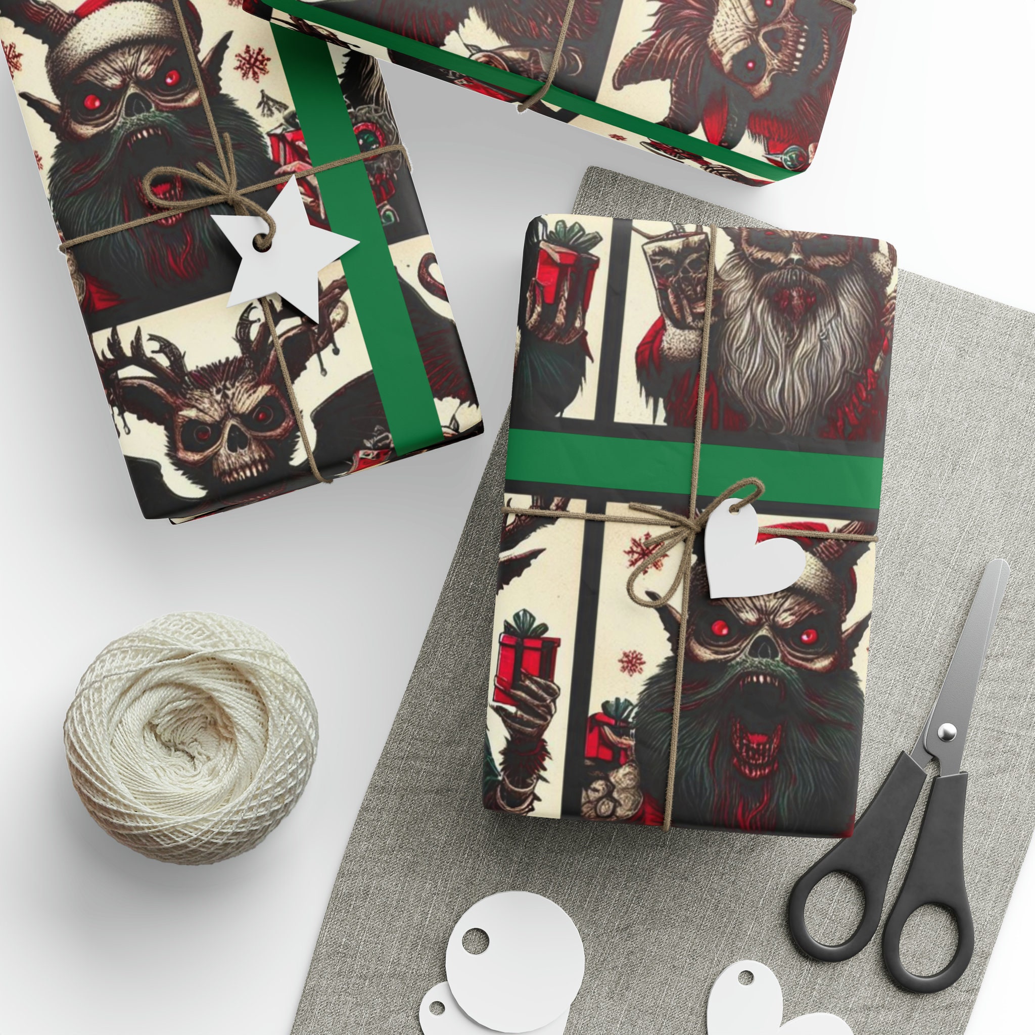 Creepy Krampus Gift Wrap Paper Dark Macabre Christmas Wrapping Paper ...
