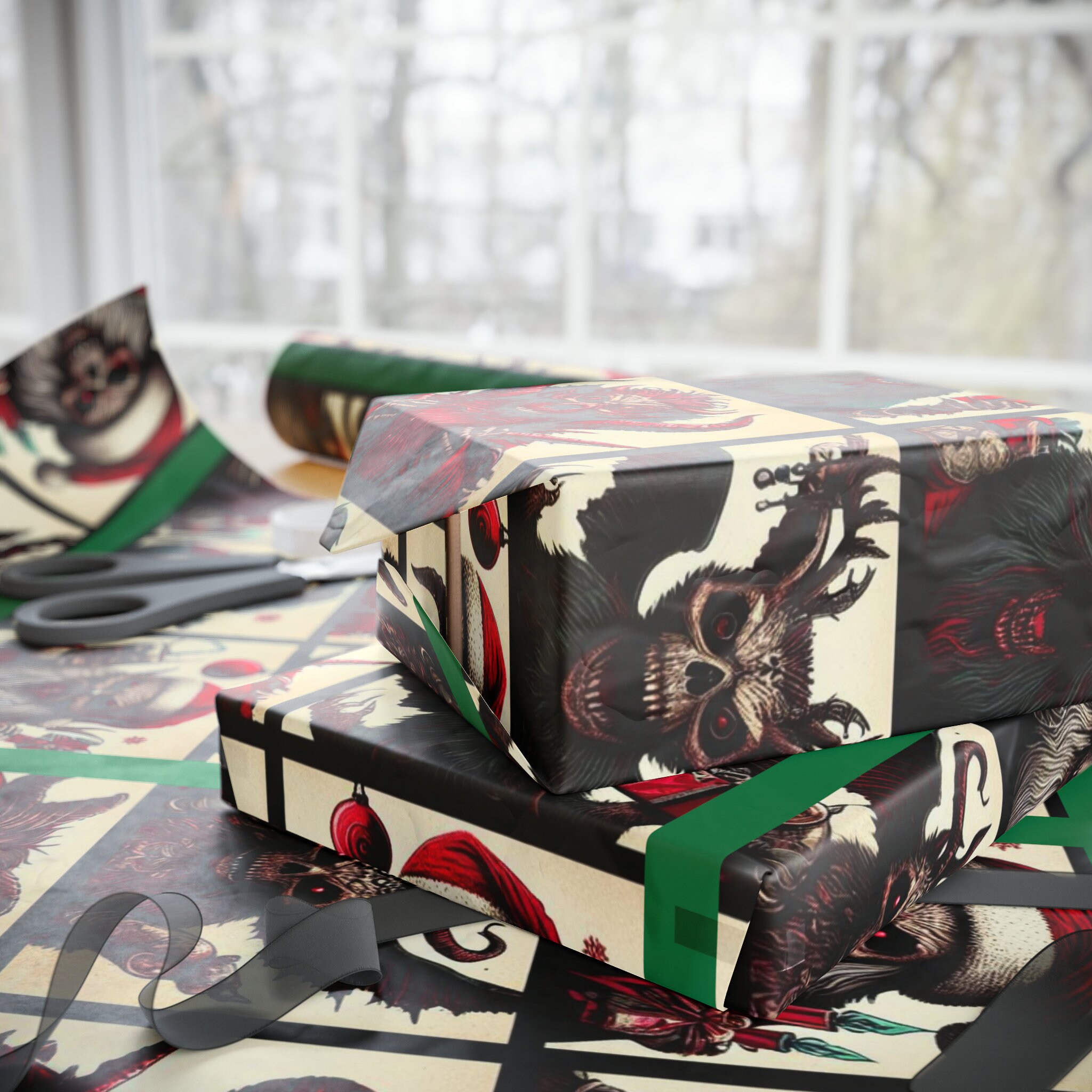 Creepy Krampus Gift Wrap Paper Dark Macabre Christmas Wrapping Paper ...