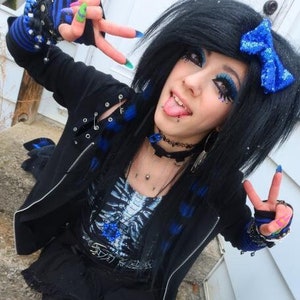 After Midnight Blue Coontails Scene Kids Emo Girl Boy Human Hair Clip ...