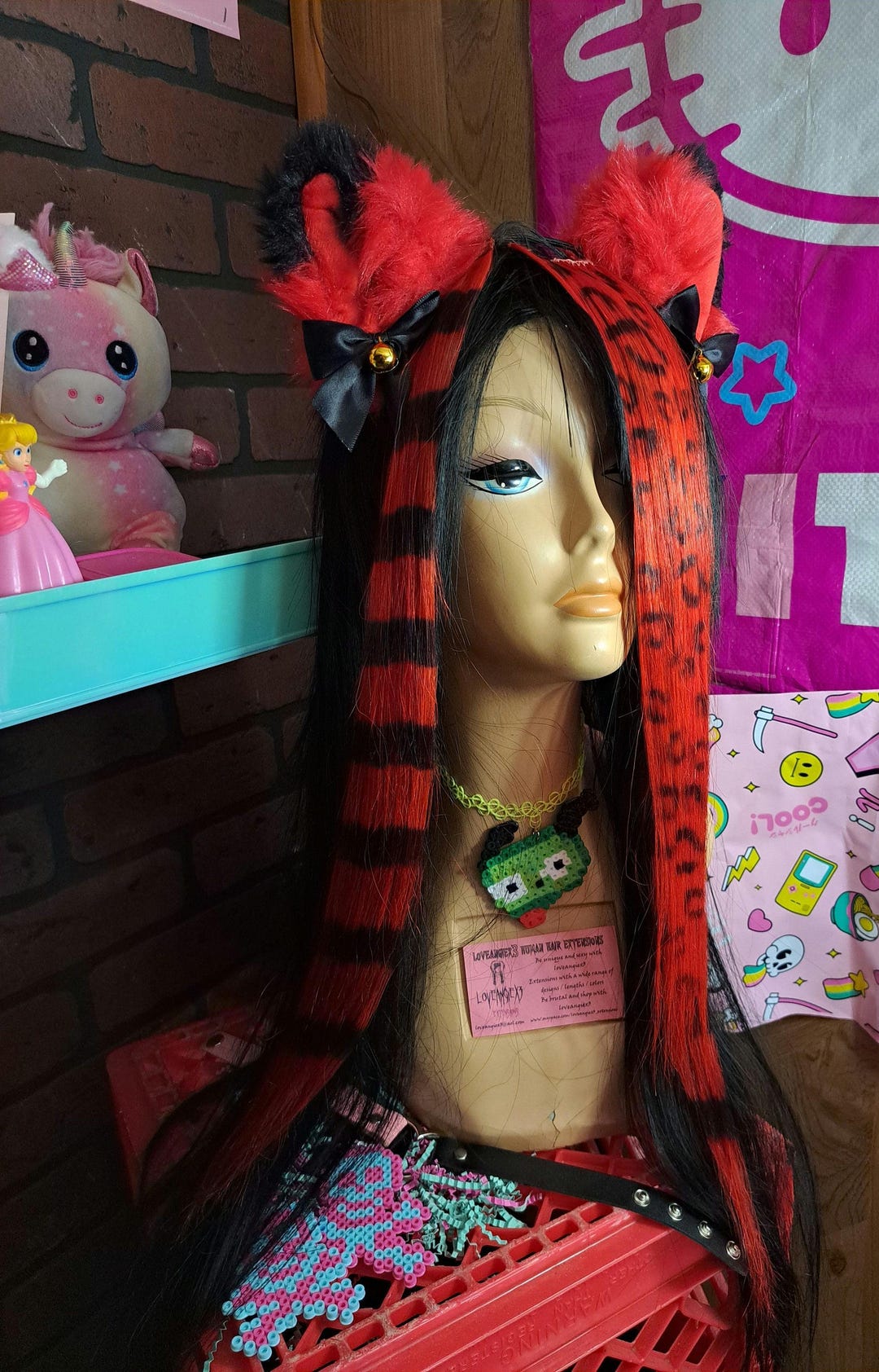 MISS MURDER Trio Red and Black Scene Kid Emo Queen Clip in Hunan Hair ...