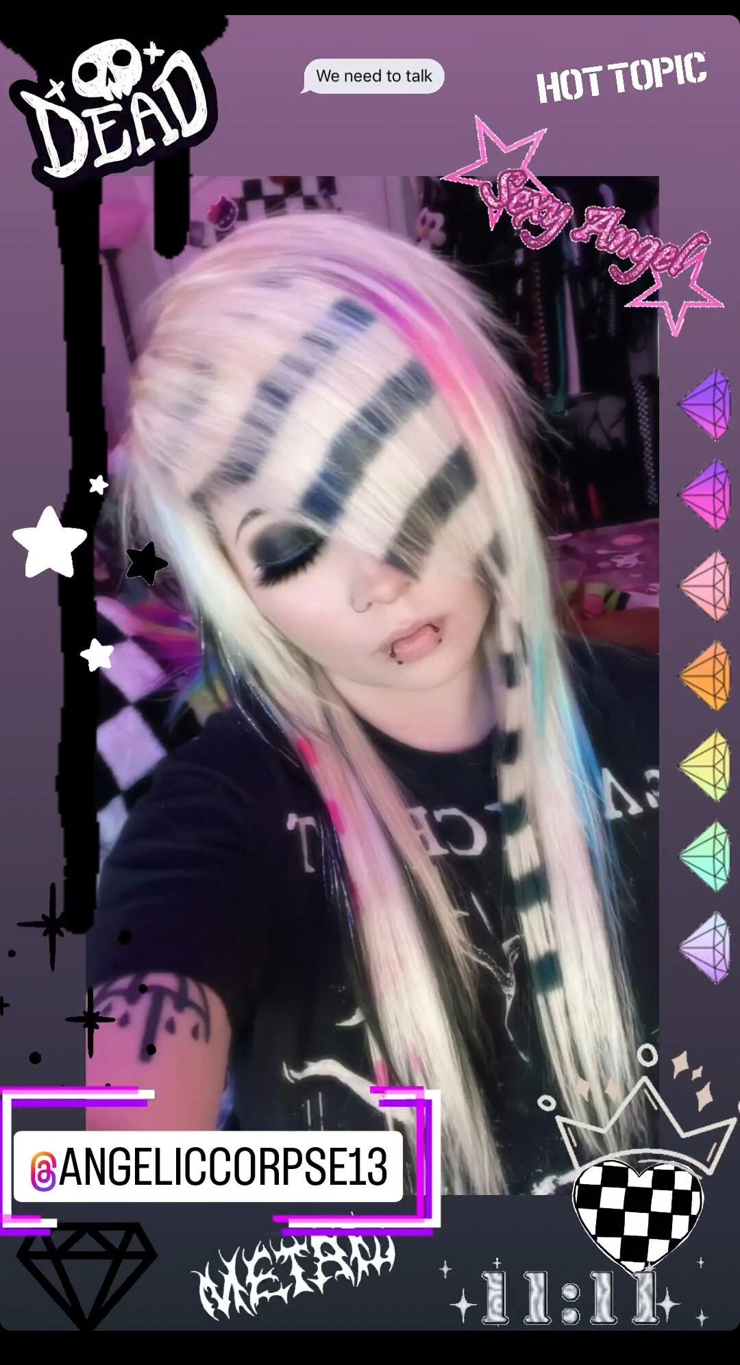 Scene Queen Coontail Black & Blonde Clip in Human Hair Fringe Bang Emo ...