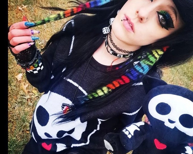 Scene Emo Zebra Rainbow Human Hair Extensions Y2K Pride Pastel - Etsy