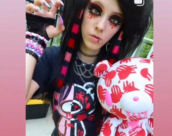 Raccoon Tail Coontail Scene Queen Emo Kid Pink and Black Virgin Clip in ...