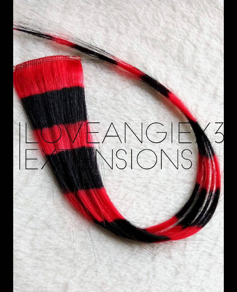 Scene Emo Clip in Human Hair Extension Red and Black Coontail - Etsy