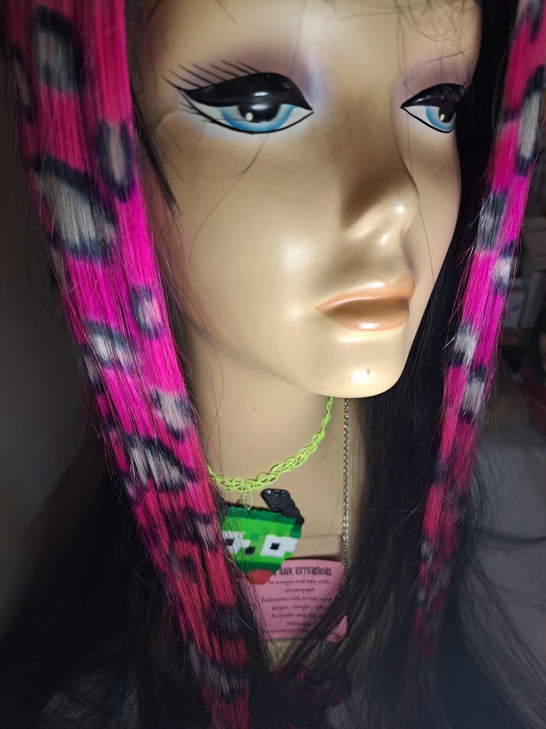 Deadly Doll Reverse Neon Pink Leopard Cheetah Print Clip in Human Hair ...