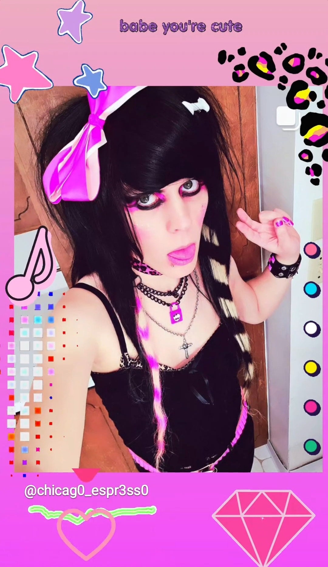 Raccoon Tail Coontail Scene Queen Emo Kid Pink and Black Virgin Clip in ...