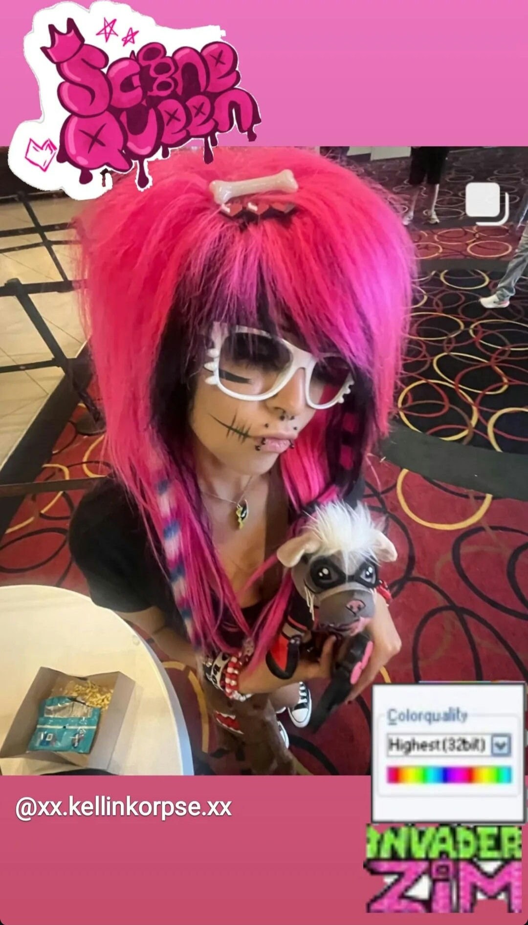 Pink and Blue Blonde Hello Kitty Stripe Coontail Raccoon Tail Scene ...