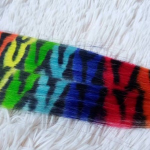 Scene Emo Zebra Rainbow Human Hair Extensions Y2K Pride Pastel Goth ...