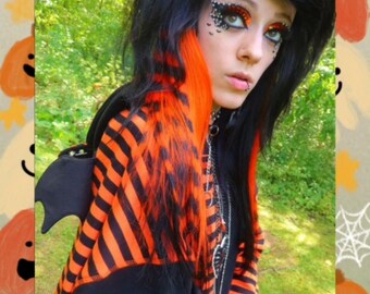 Raccoon Tail Coontail Scene Queen Emo Kid Pink and Black Virgin Clip in ...