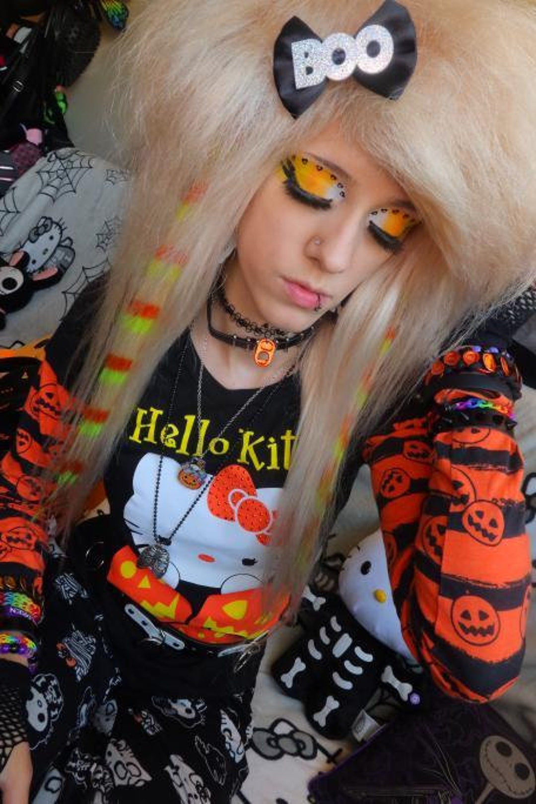 Candy Corn Halloween Scene Kid Emo Clip in Human Hair Extensions Goth ...