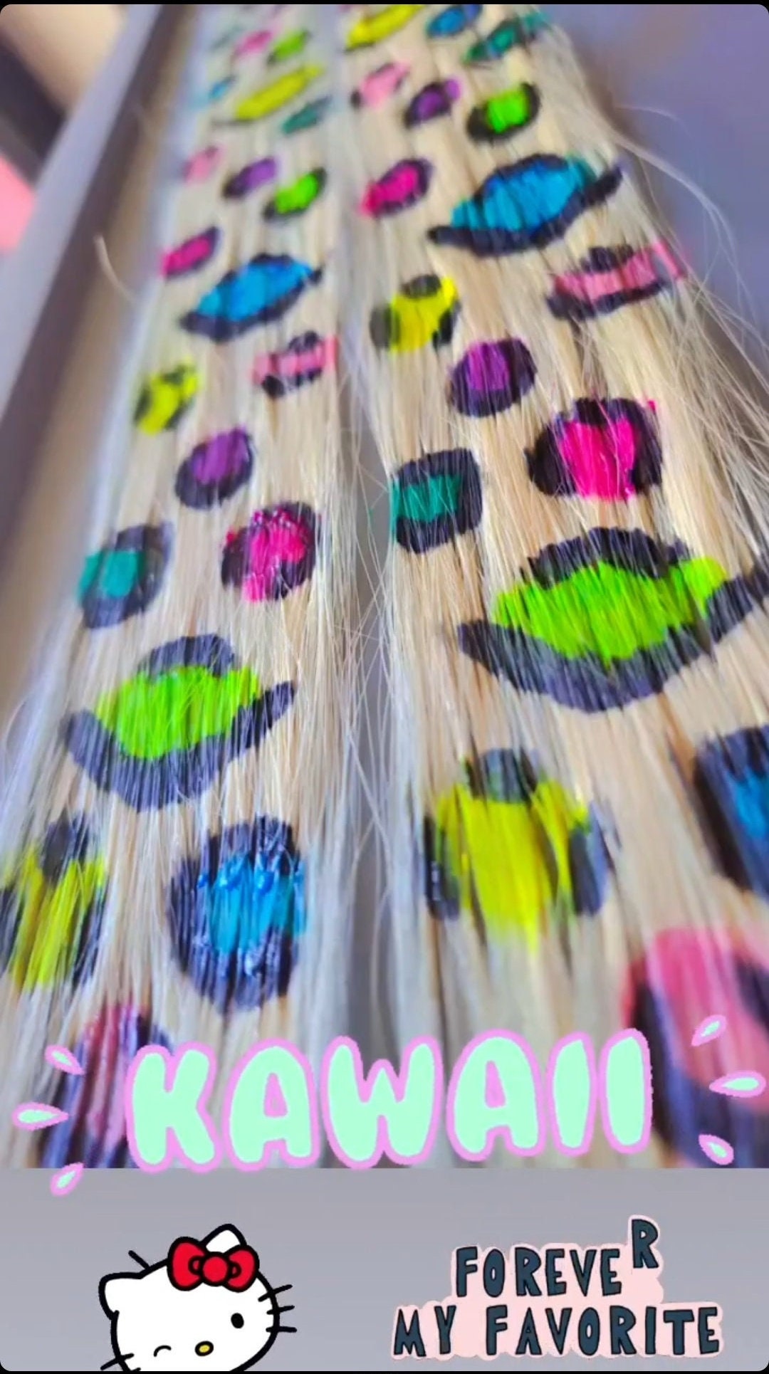 Kawaii Rainbow LEOPARD Human Hair Extensions Clip in Scene Queen Emo ...