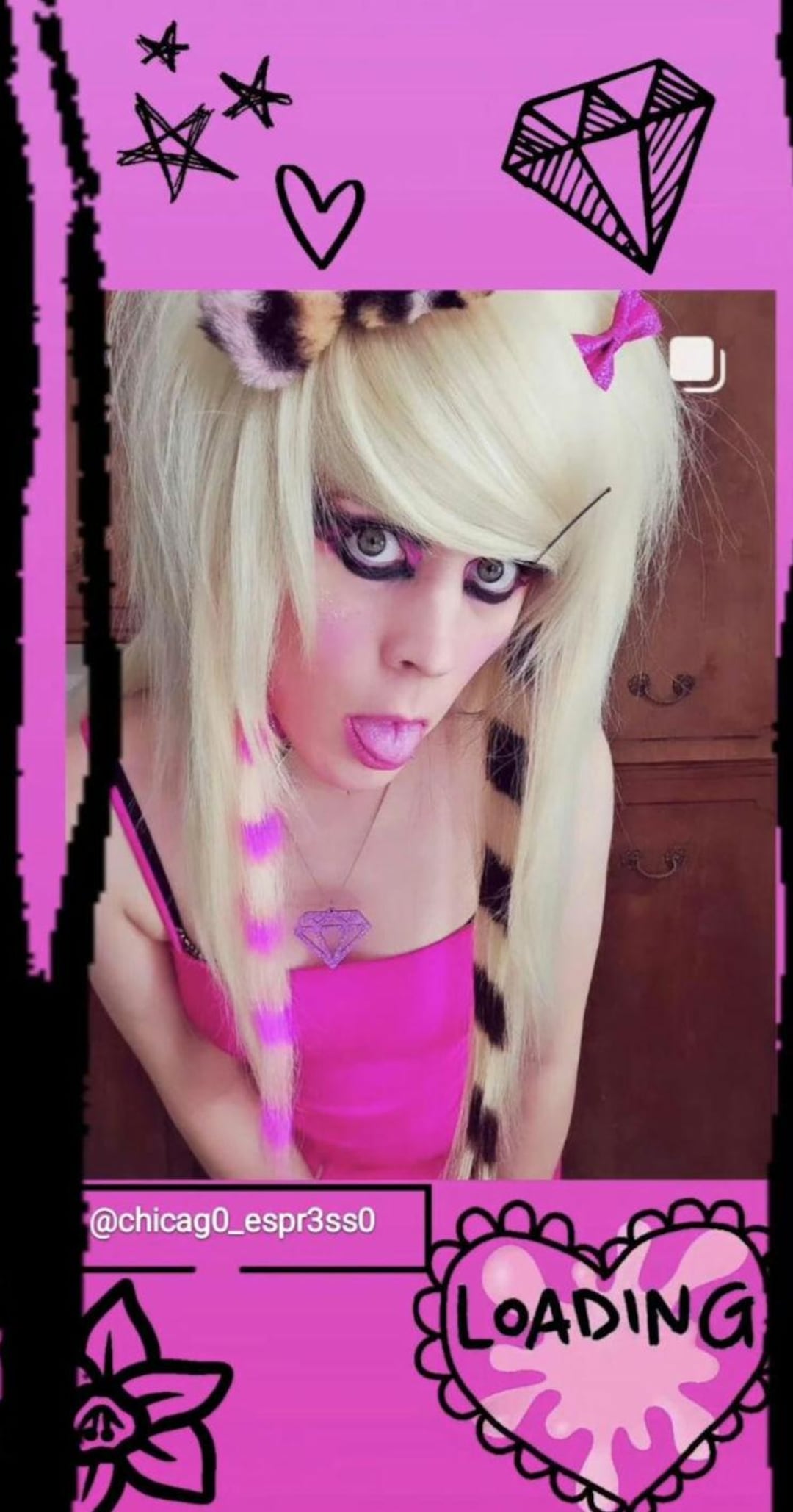 Scene Queen Blonde and Pink & Black and Blonde Duo Pair Raccoon Tail ...