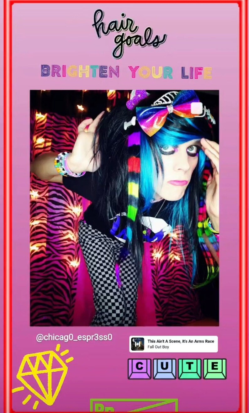 Black Rainbow Raccoon Tail Coontail Scene Queen Emo Kid Human - Etsy