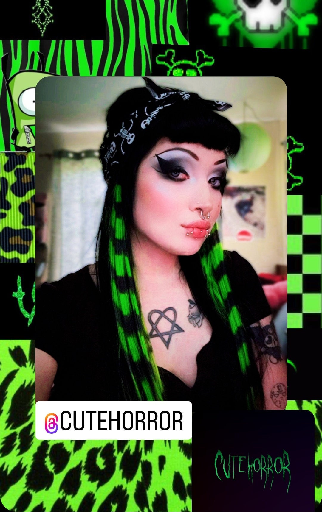 Br00tal Neon Green Racoon Tail Coontails Human Hair Scene Kids Emo ...