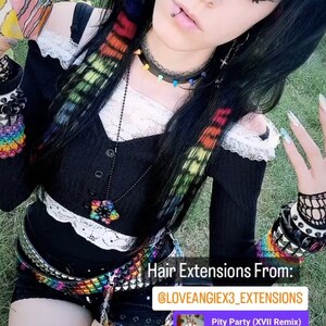 Scene Emo Zebra Rainbow Human Hair Extensions Y2K Pride Pastel Goth ...