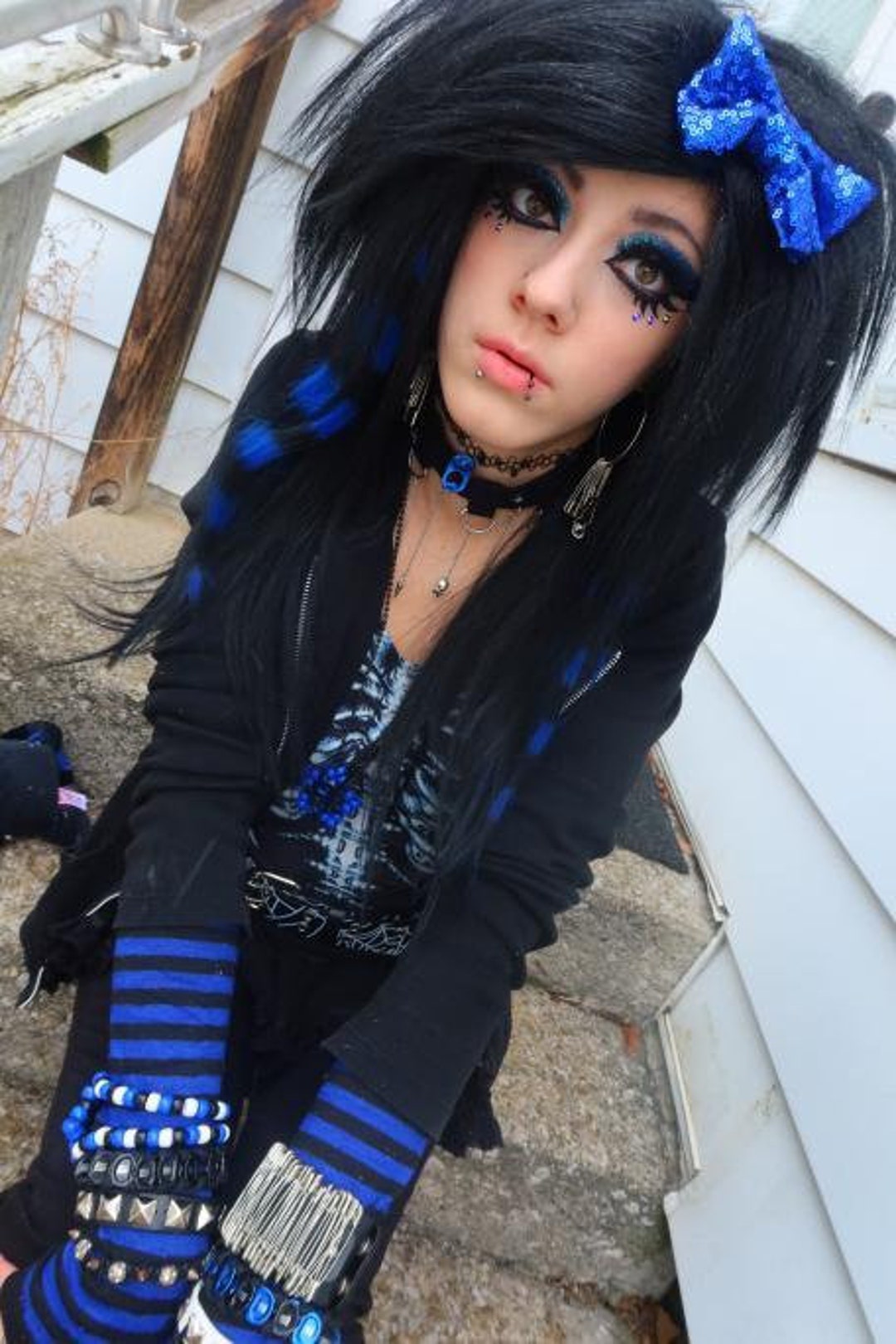 After Midnight Blue Coontails Scene Kids Emo Girl Boy Human Hair Clip ...