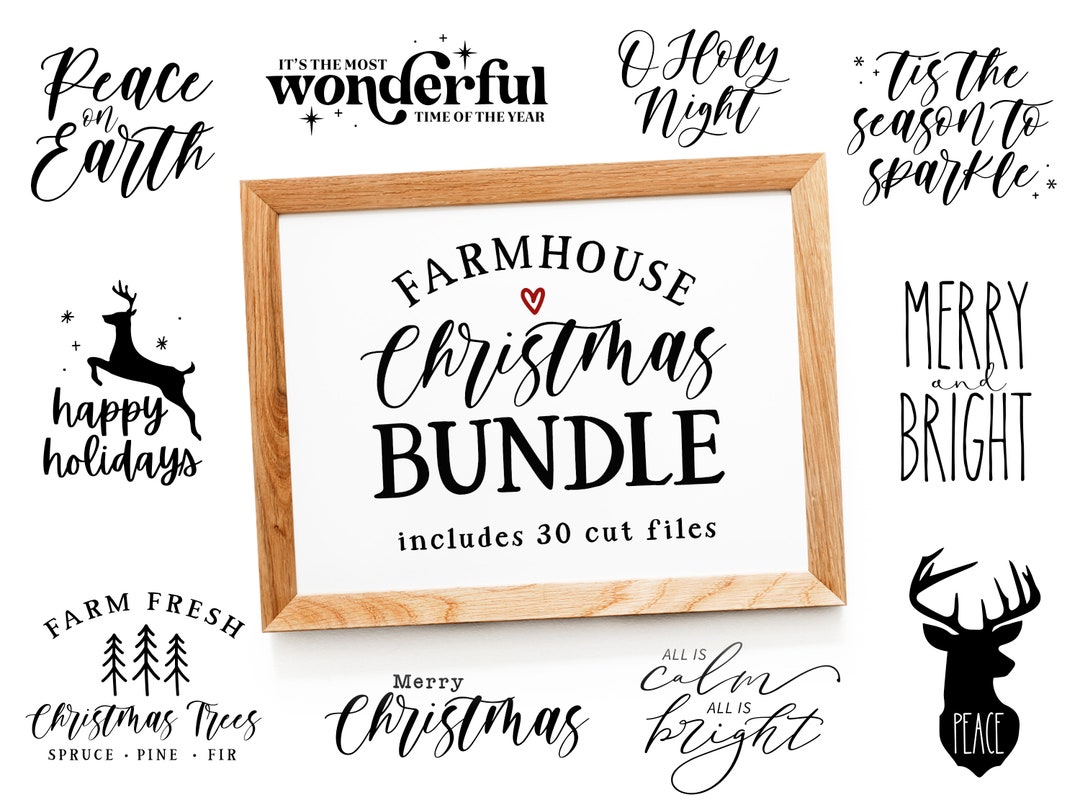 Christmas SVG Bundle, Farmhouse SVG, Cricut SVG, Farmhouse Christmas ...