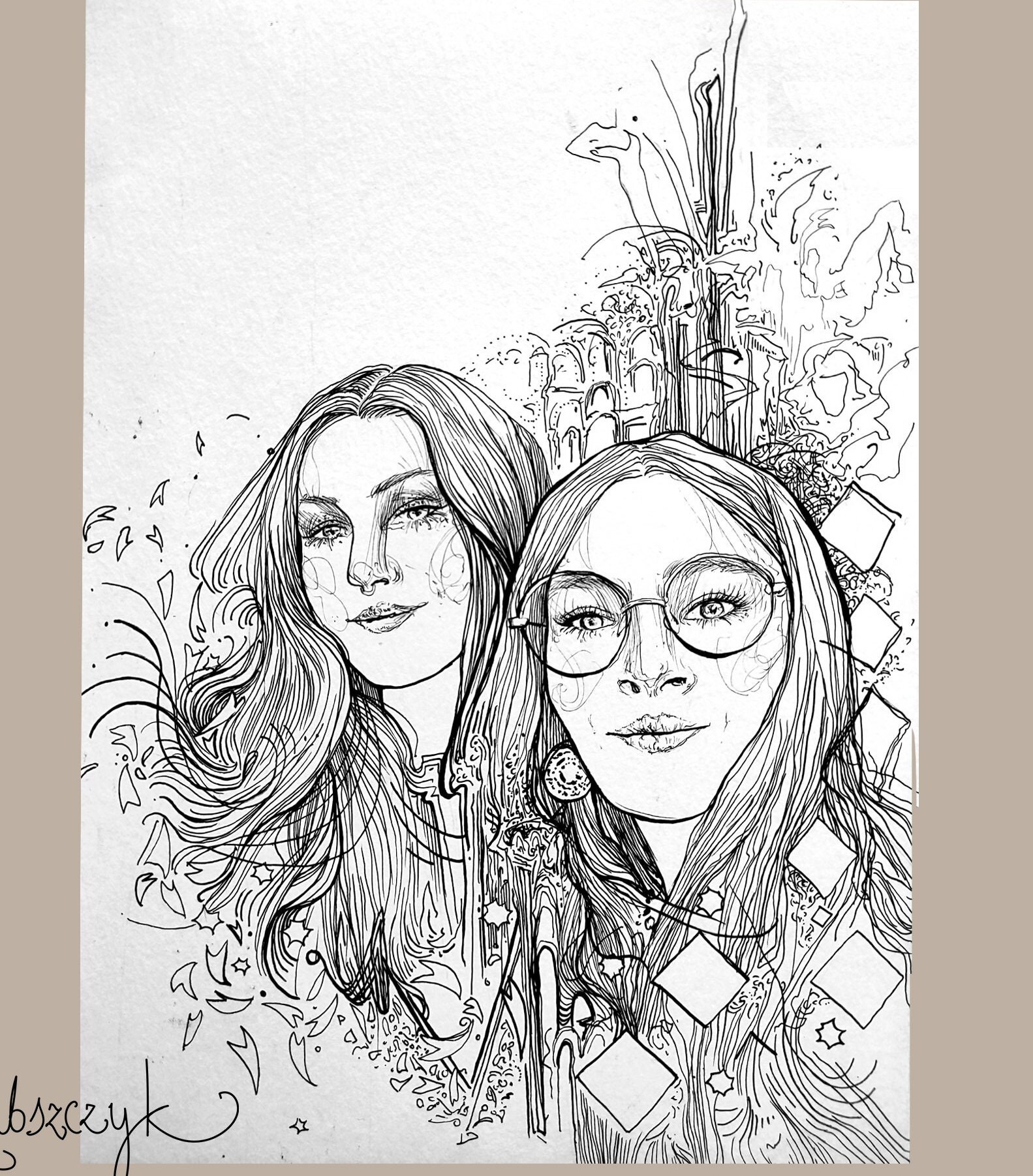 Custom Linework Portrait Painting, Valentine's Day, Couple Gift ...