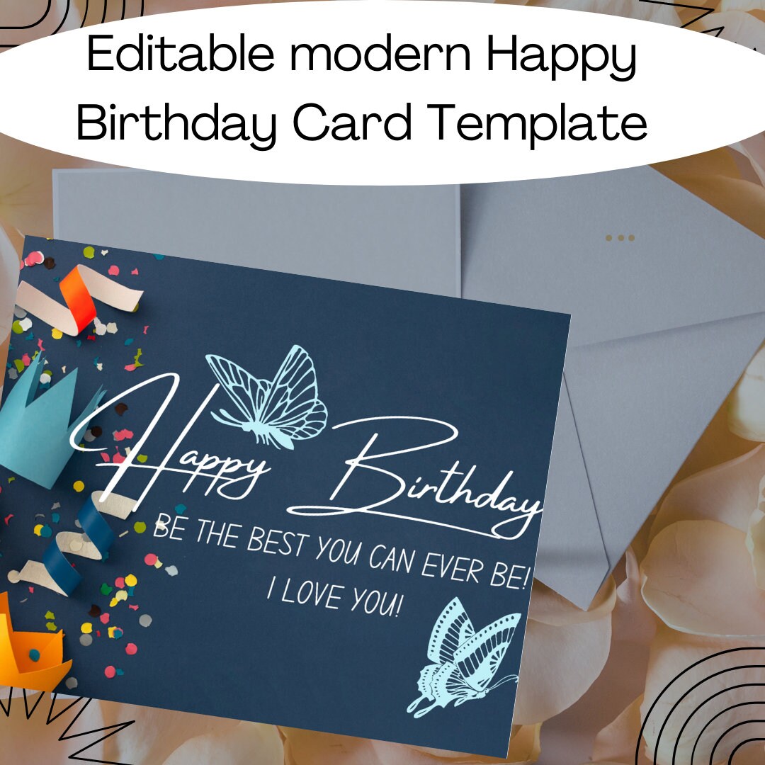 Editable Birthday Card Printable, Happy Birthday, Instant Download ...