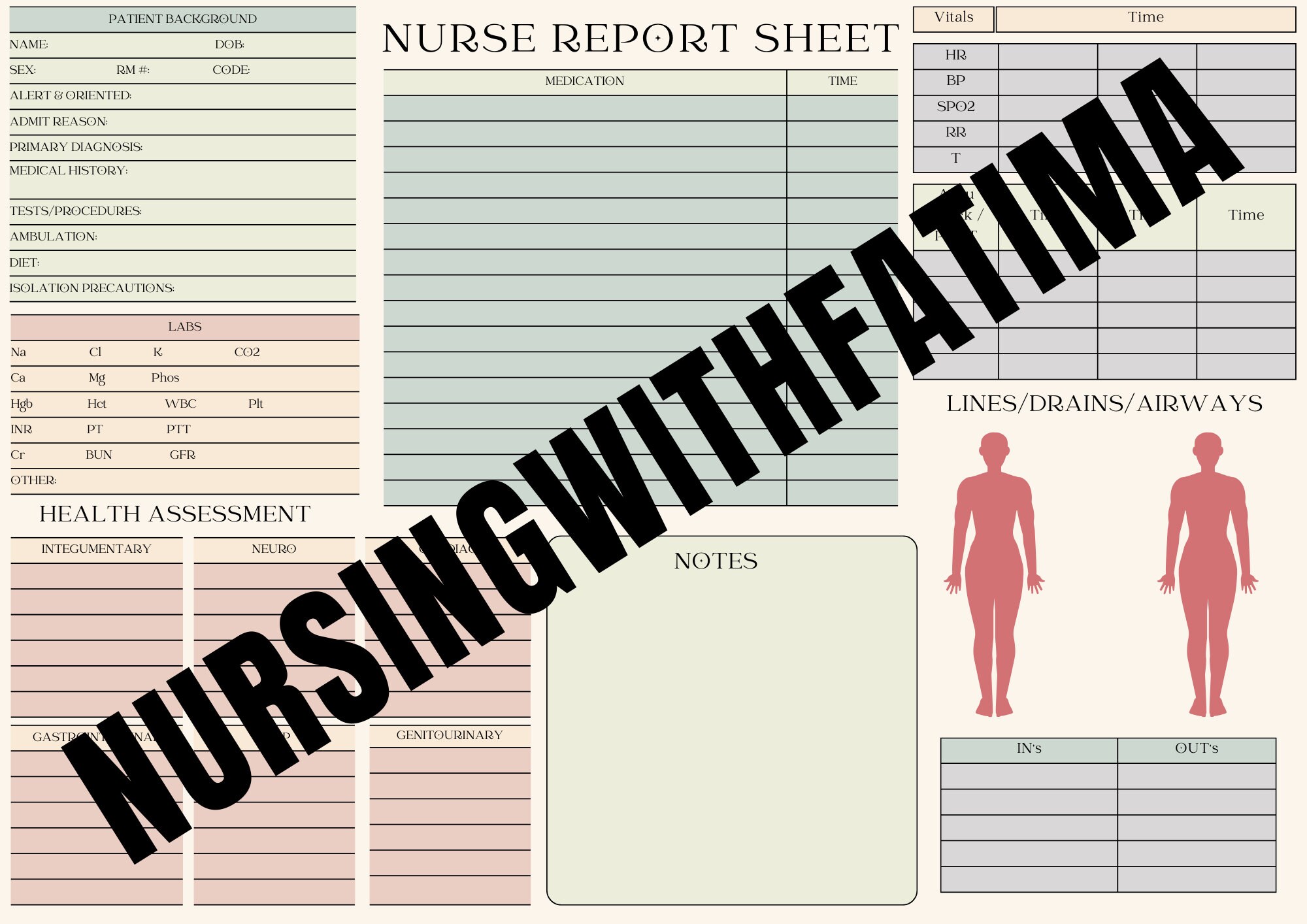 Nurse Report Sheet - Medsurg - Nursing - Registered Nurse Report Sheet ...