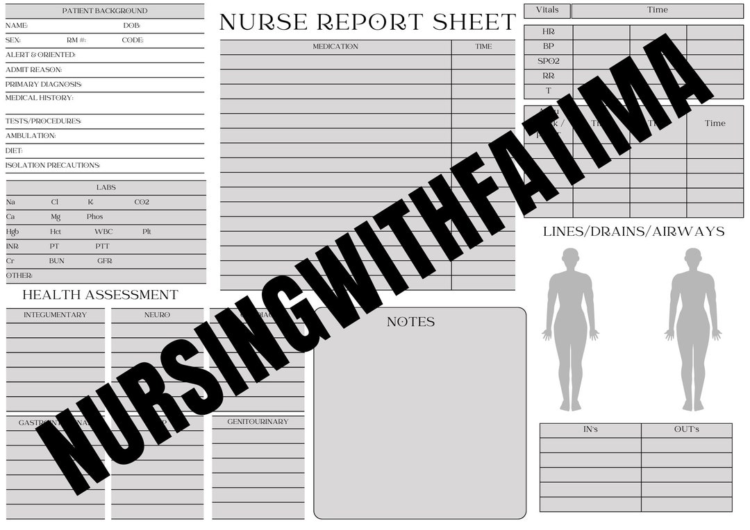 Nurse Report Sheet - Medsurg - Nursing - Registered Nurse Report Sheet ...