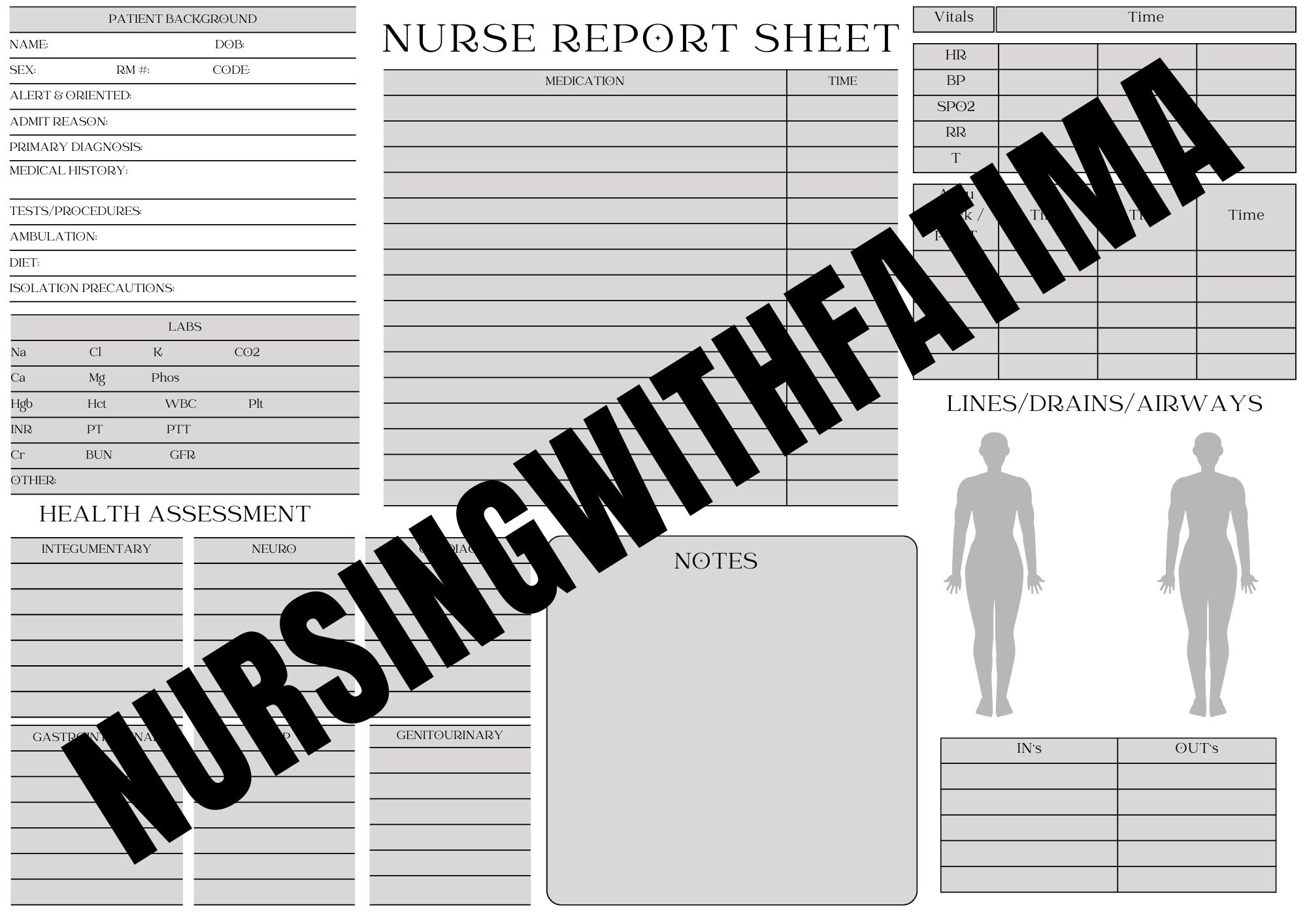 Nurse Report Sheet - Medsurg - Nursing - Registered Nurse Report Sheet ...