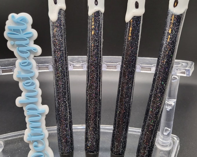 Spooky Halloween Inspired Glittered Gel Pen , Black Ink , Trick or ...