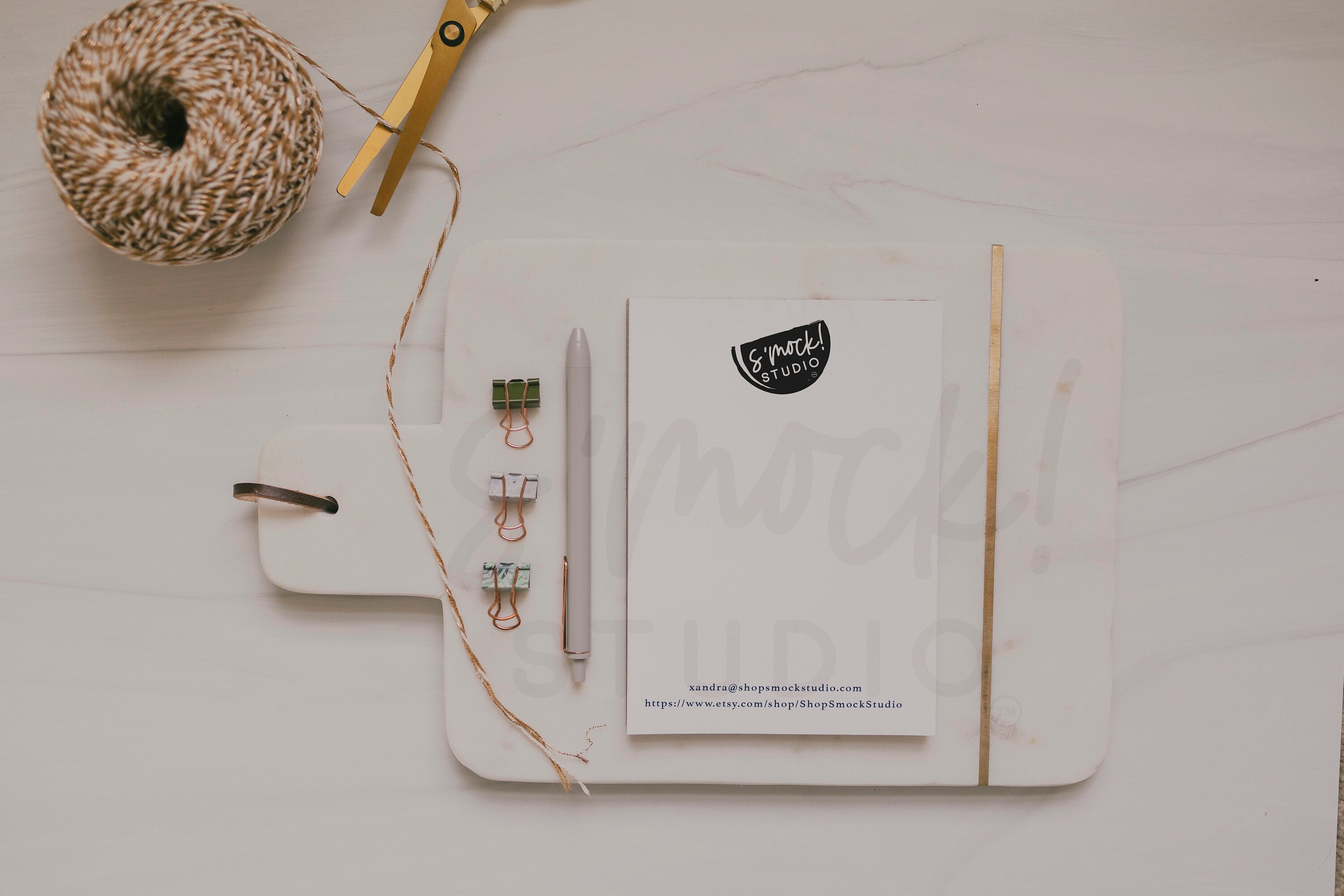 5x7 Note Pad Planner Flat Lay Mock-up Minimalist Bright Marble Gold ...