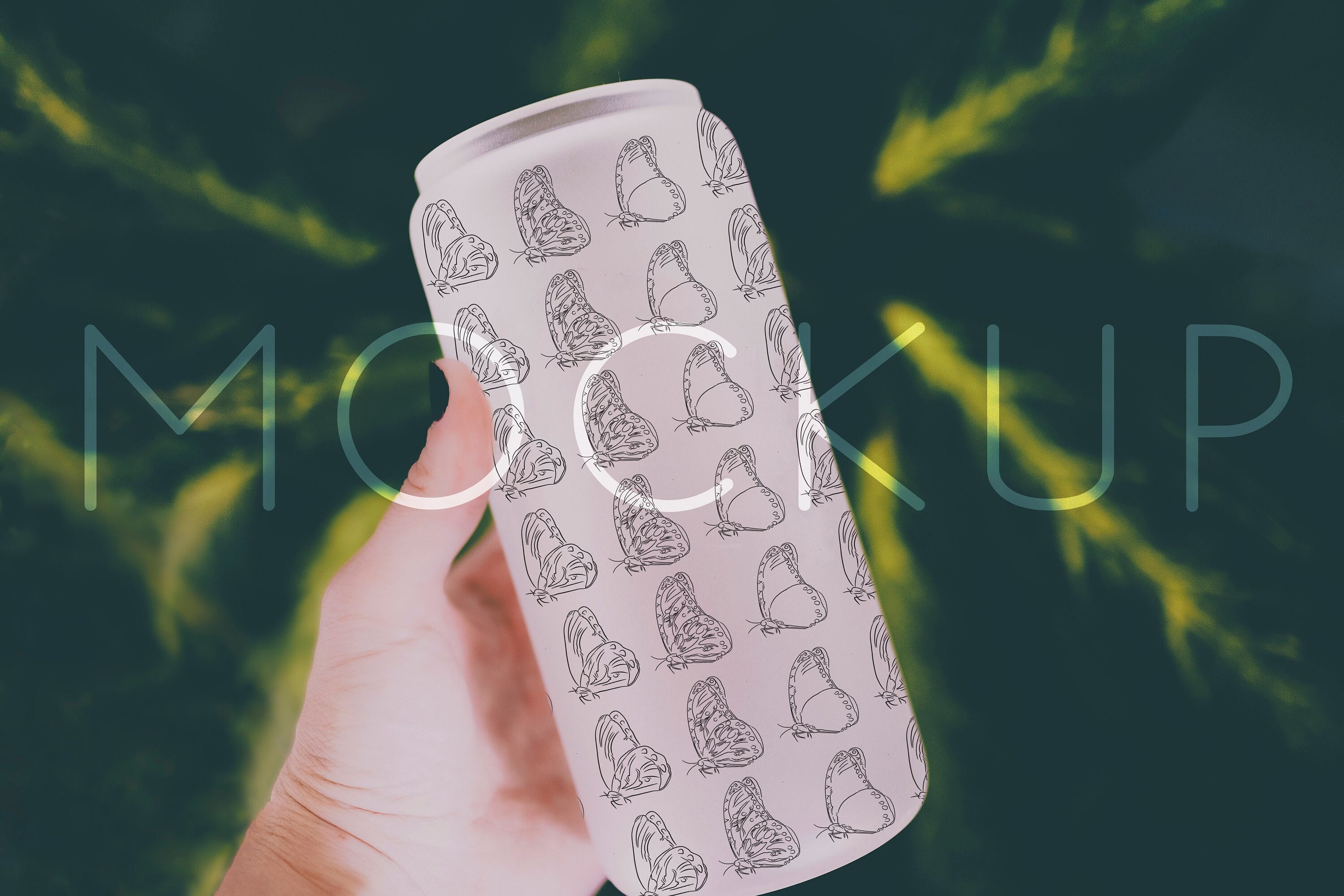 Mockup for Full Wrap Frosted Can Cup Smart Object Photoshop File PSD 15 ...